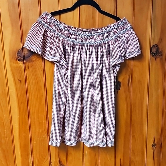 Max Studio | Tops | Max Studio Gingham Off Shoulder Top | Poshmark